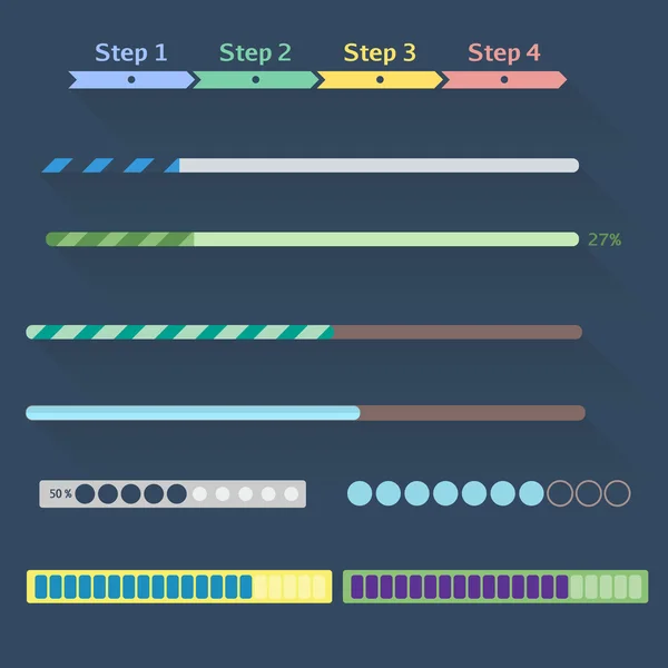 Progress bar set. Loading status bar vector web indicator. Process download step by step. Stock ...