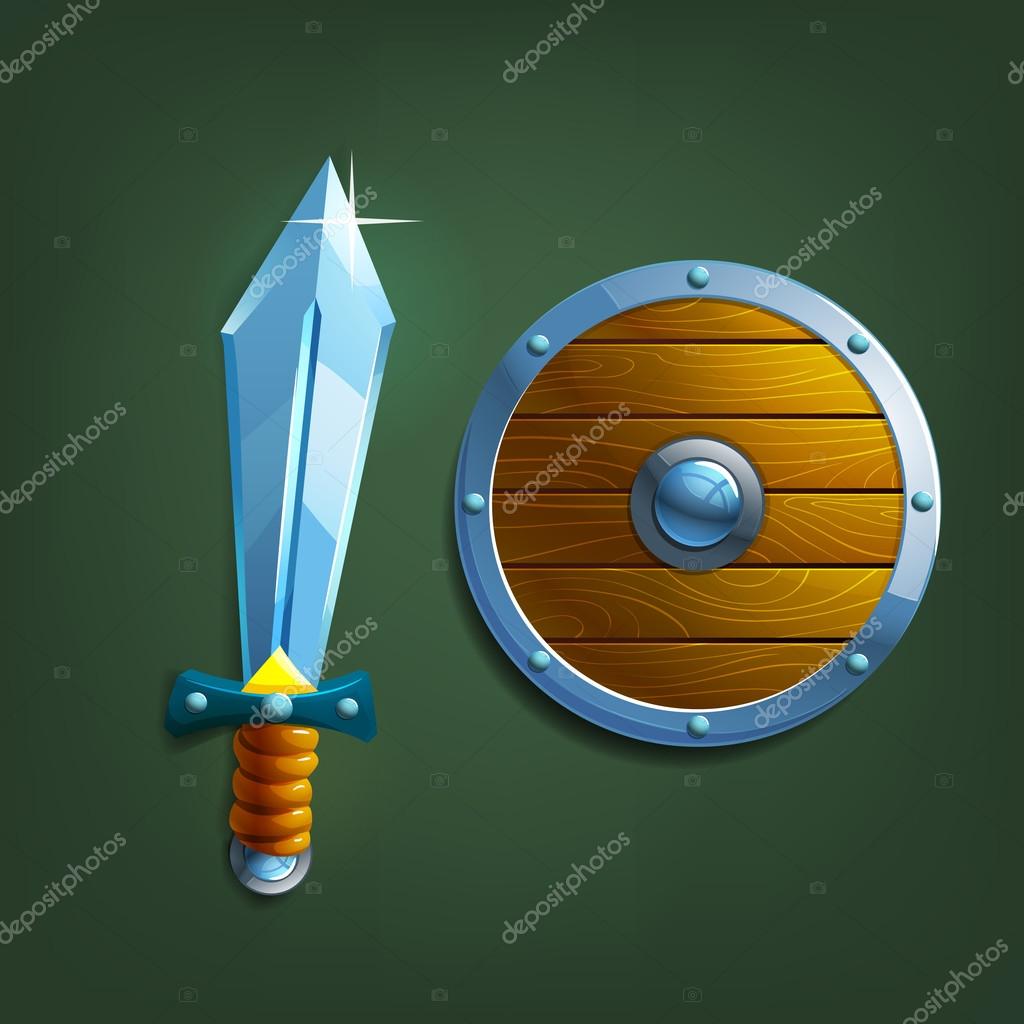 Espada Y Escudo De Dibujos Animados Vector Gratis Del Dibujos Animados