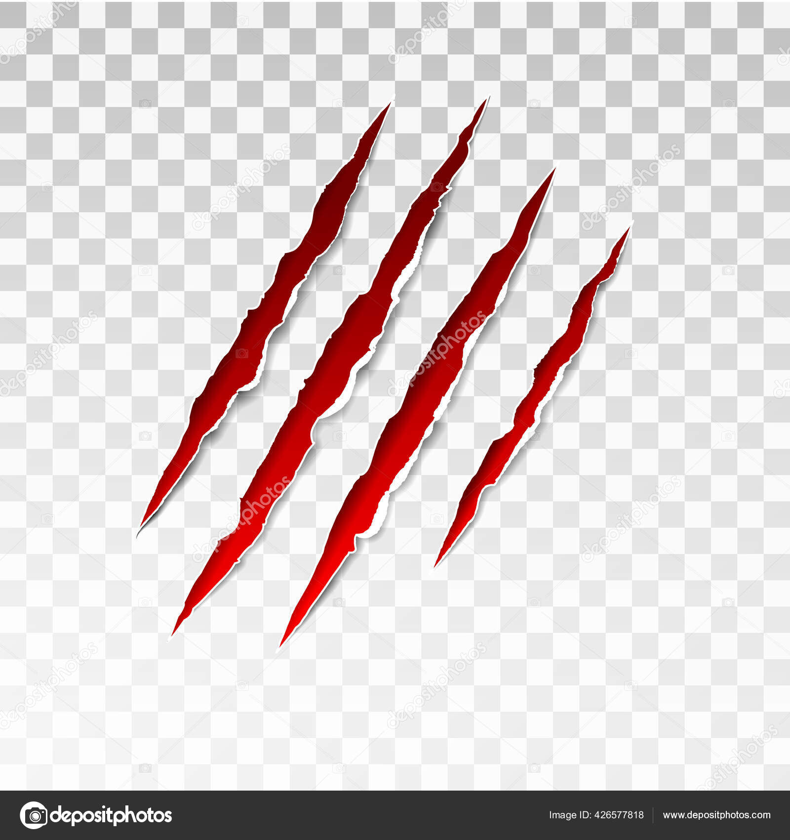 Animal red scratches on transparent background. Paper claws animal ...