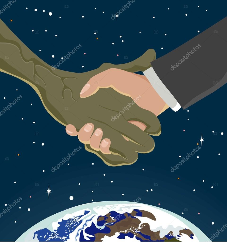 Alien handshake | Extraterrestrial handshake — Stock Vector ...