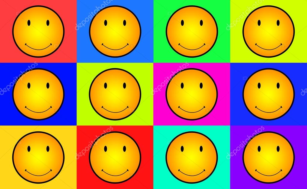 Abstract Smileys Face on Orange Color BG Stock Illustration by ...