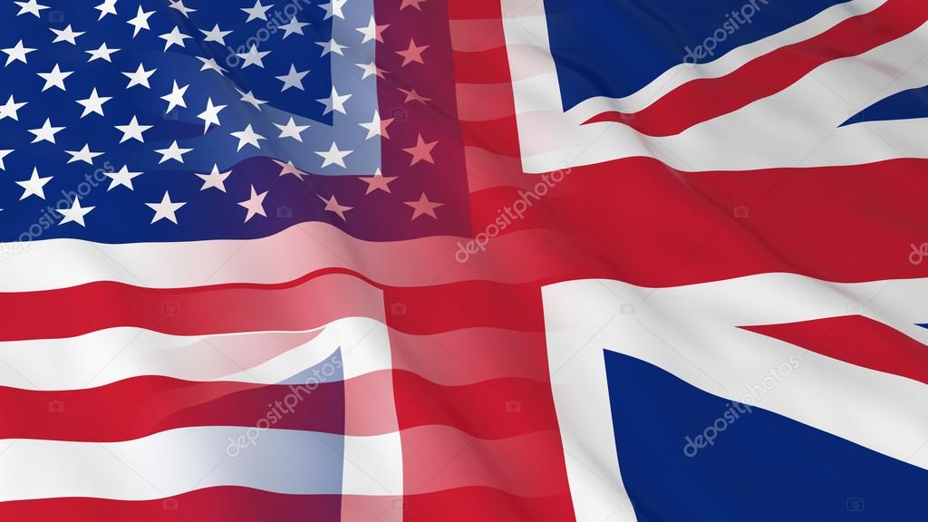 American and British Relations Concept - Merged Flags of the UK and the ...