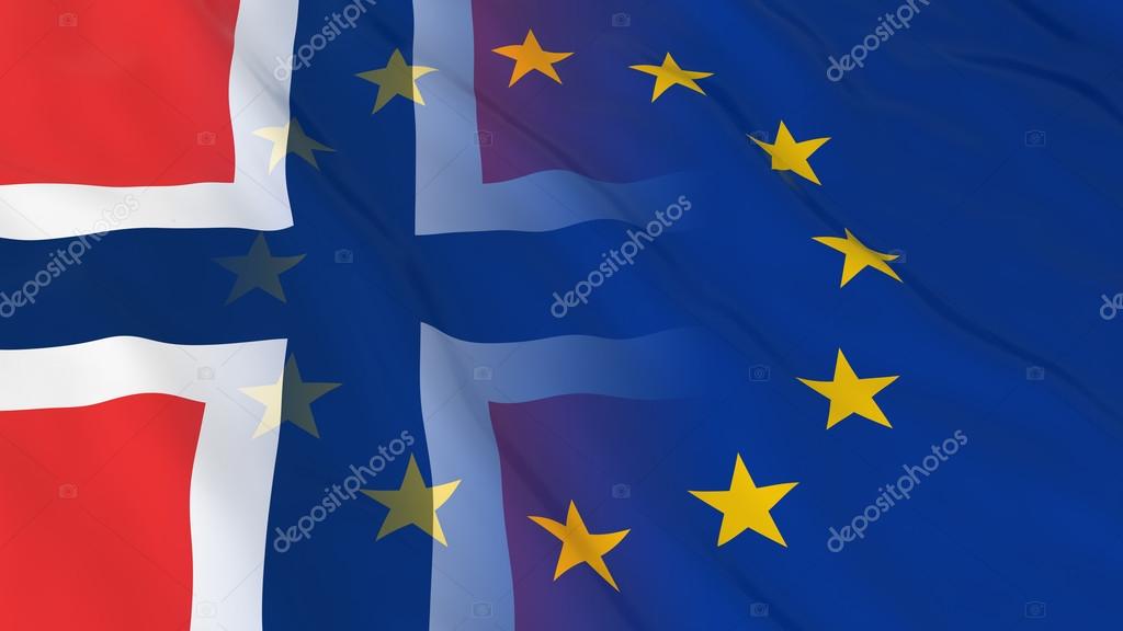 Concepto de relaciones entre Noruega y la Unión Europea - Banderas ...