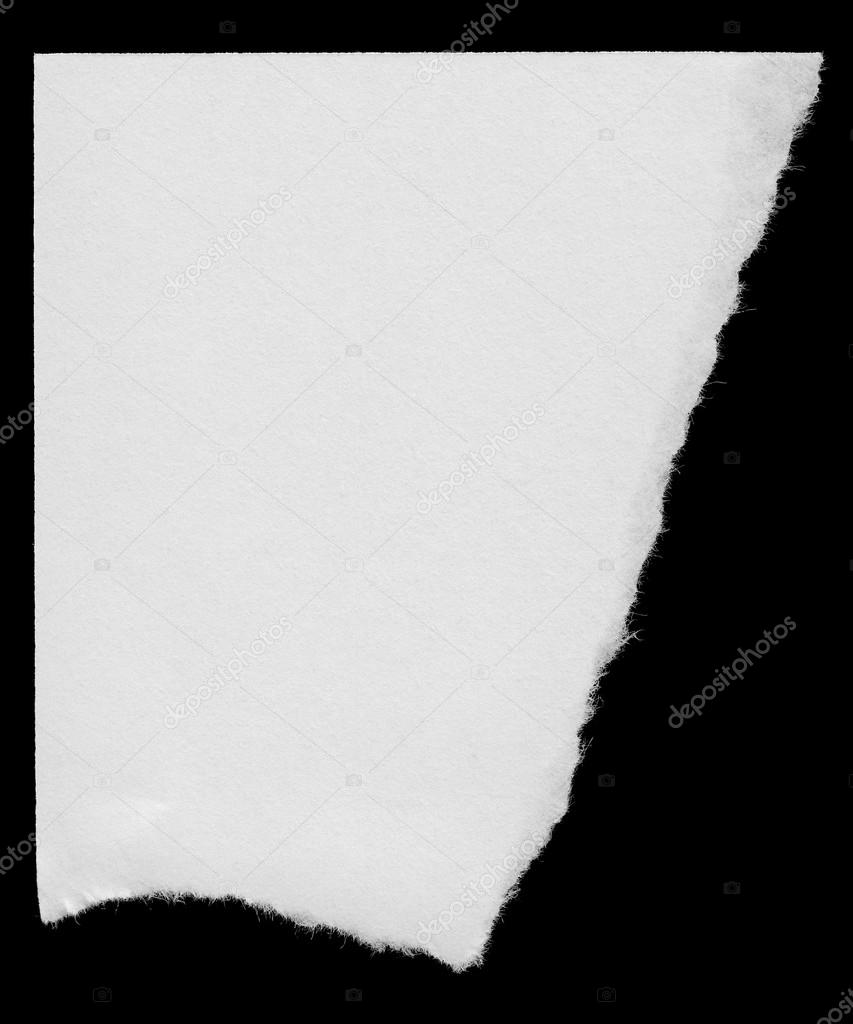 Torn White Paper Corner Scrap Isolated on Black Background — Stock ...