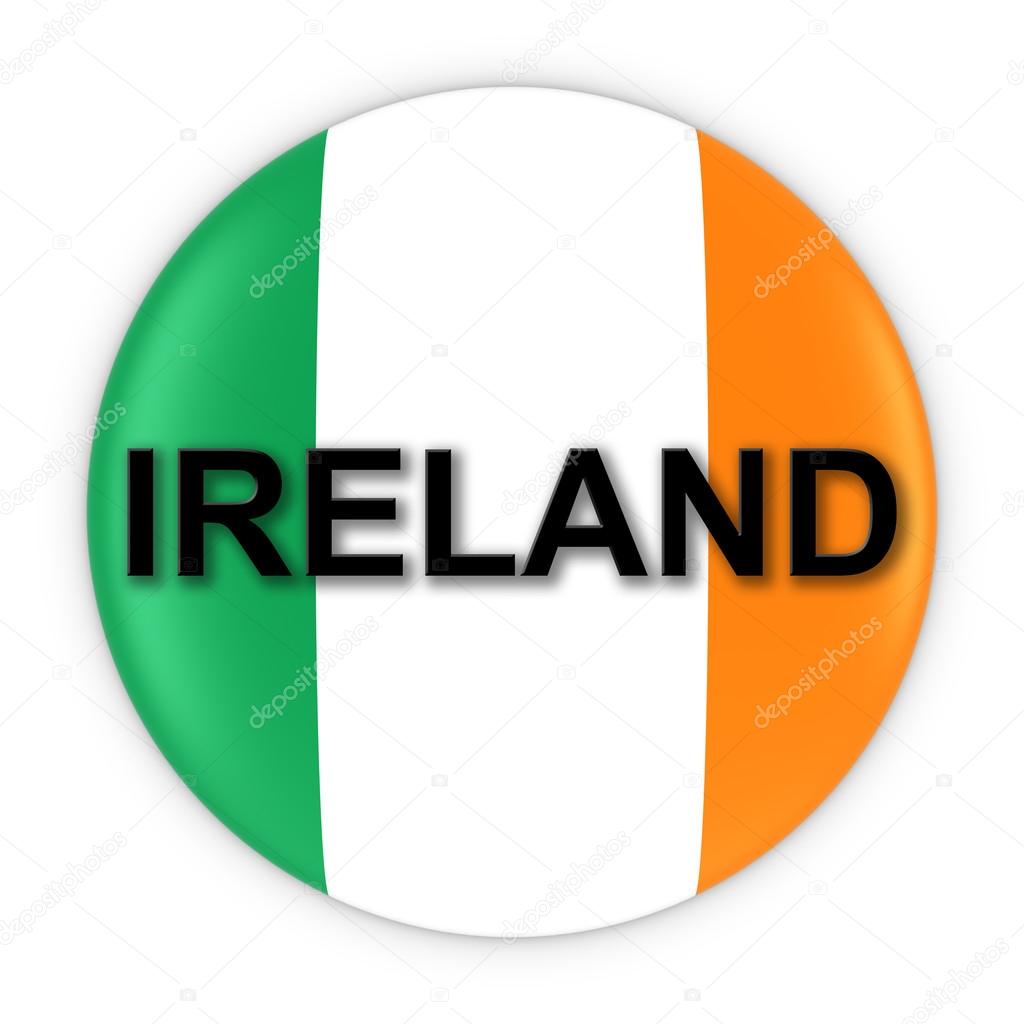Irish Flag Button with Ireland Text 3D Illustration — Stock Photo ...