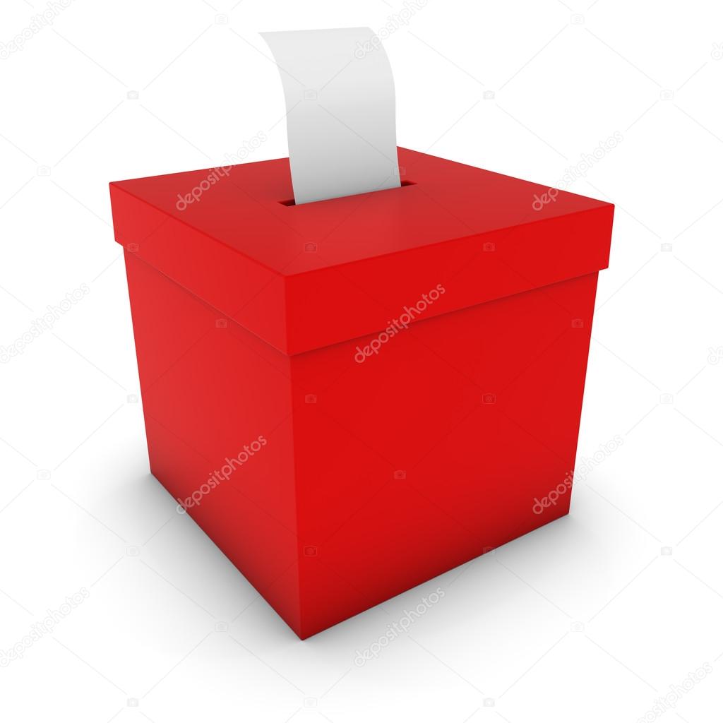 Red Ballot Box with Blank Polling Card 3D Illustration — Stock Photo ...