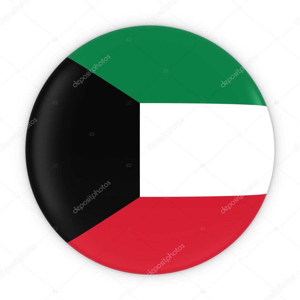 Kuwaiti Flag Button - Flag of Kuwait Badge 3D Illustration Stock Photo ...