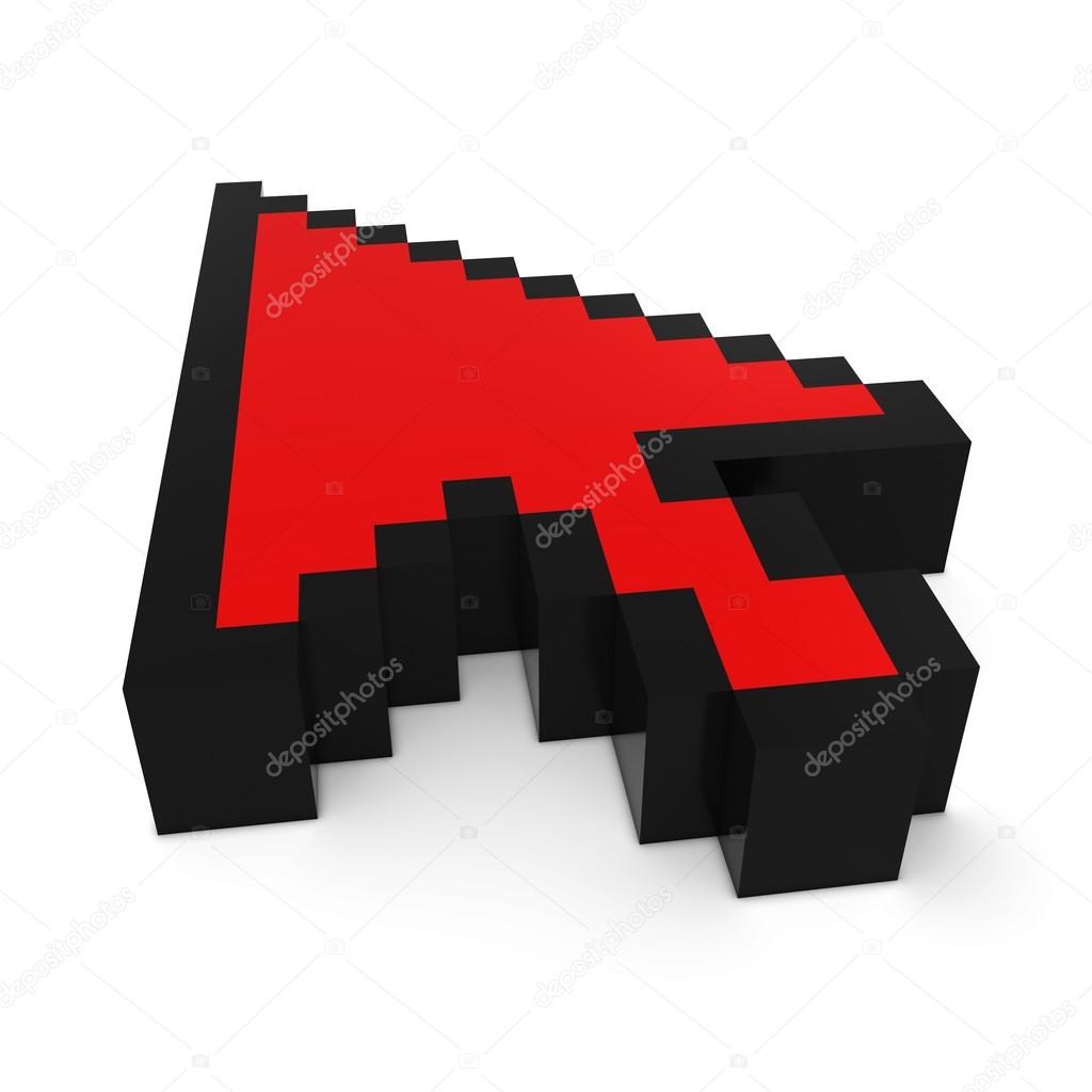 Arrow Cursor Pixelated Red Computer Pointer 3D Illustration — Stock ...