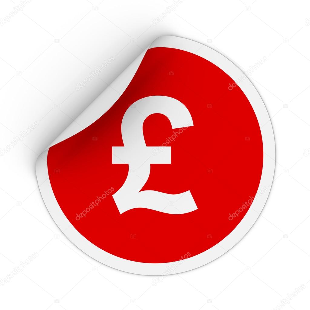 Pound Symbol Red Circle Sticker with Peeling Corner 3D Illustration ...