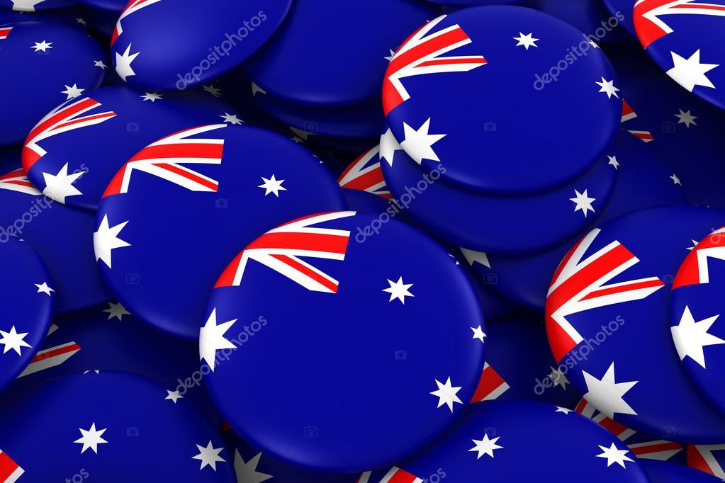 Australia Badges Background - Pile of Australian Flag Buttons 3D ...