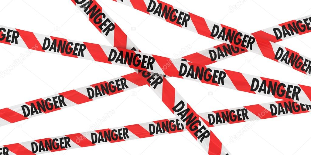 Red and White Striped DANGER Barrier Tape Background — Stock Photo ...