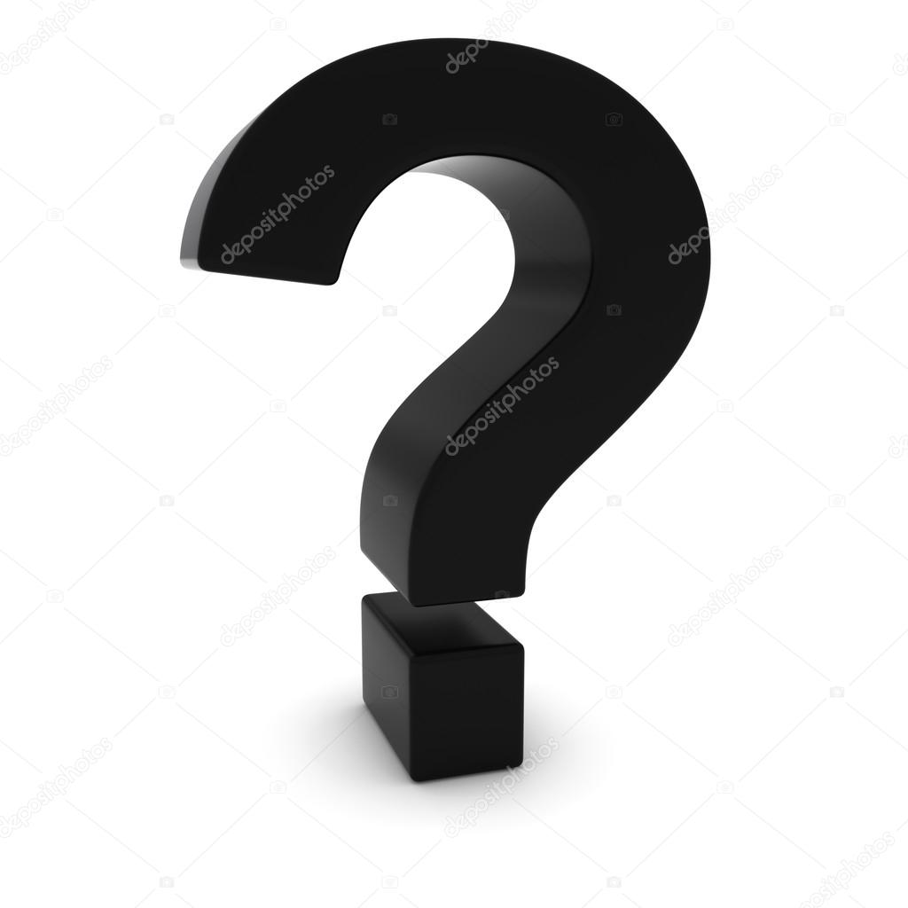 Black 3D Question Mark Isolated on white with shadows — Stock Photo ...
