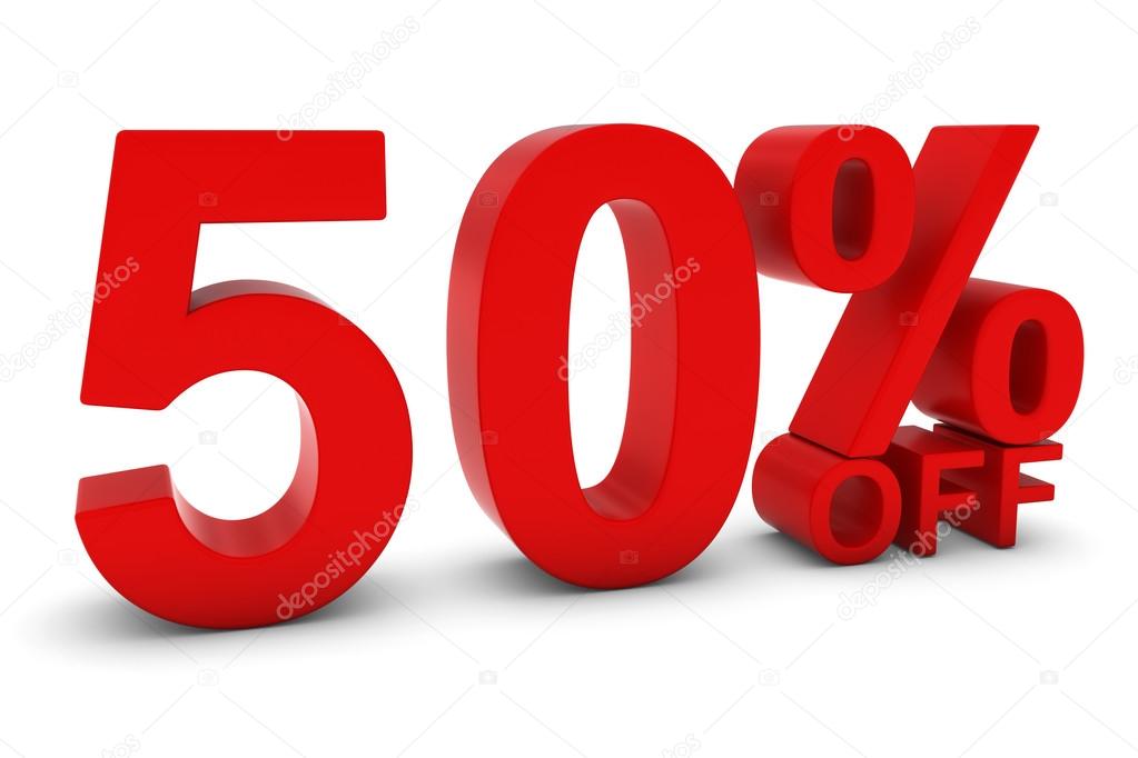 50% OFF - Fifty Percent Off 3D Text in Red — Stock Photo © Fredex #96737800