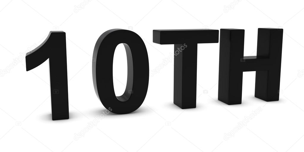 10TH - Black 3D Tenth Text Isolated on White — Stock Photo © Fredex ...
