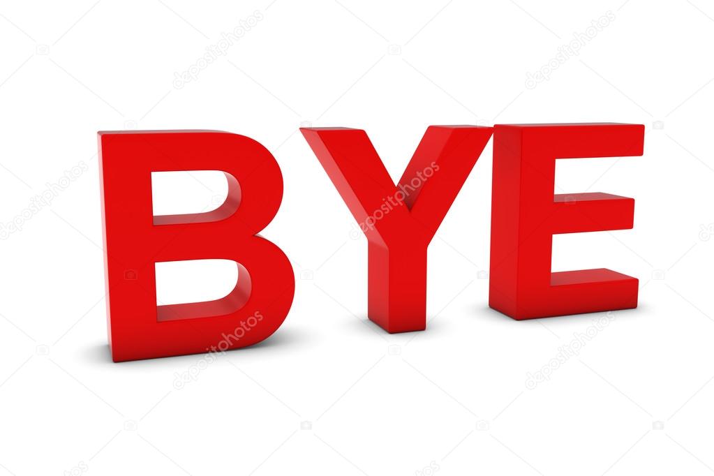 BYE Rojo 3D texto aislado en blanco con sombras — Foto de stock ...