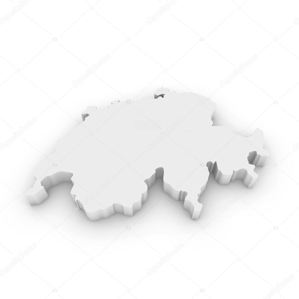 White 3D Outline of Switzerland Isolated on White Stock Photo by ...
