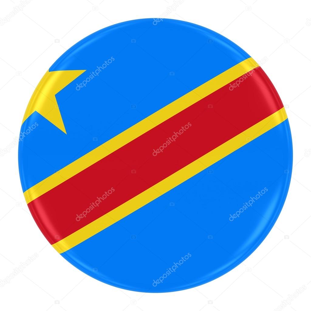 Congolese Flag Badge - Flag of DR Congo Button Isolated on White Stock ...
