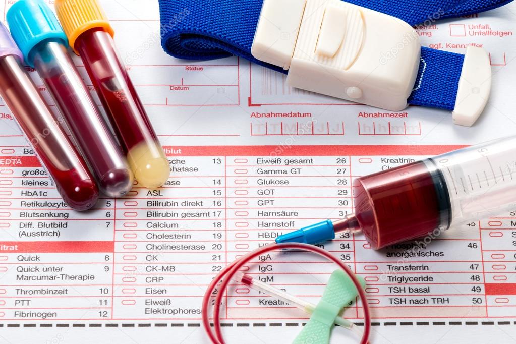 Blood test, blood samples on a laboratory form — Stock Photo ...