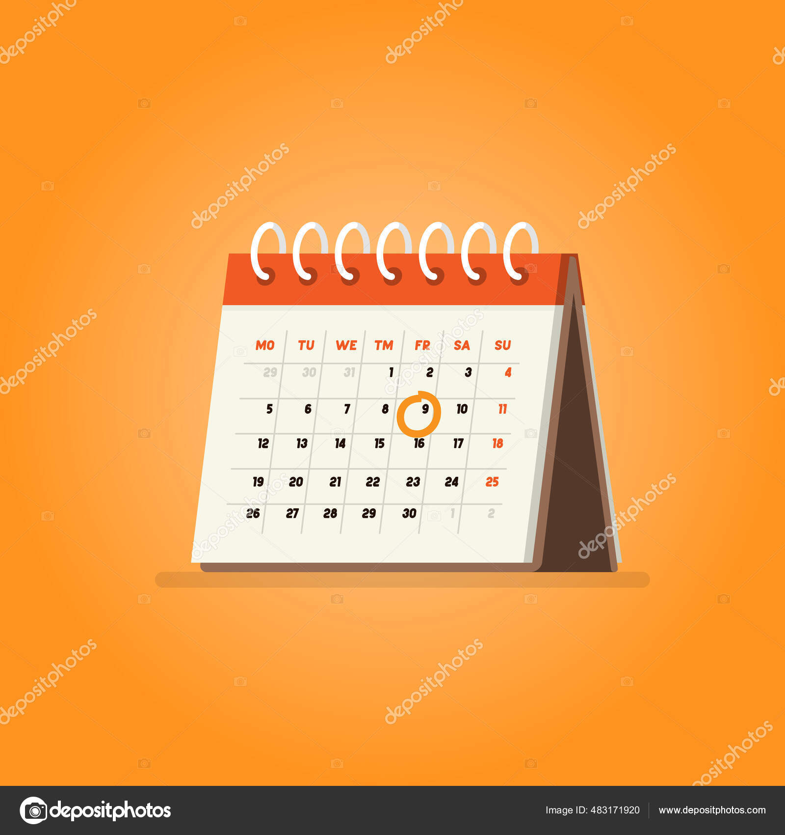 Color Calendar Illustration Vector Illustration Blue Background Stock ...