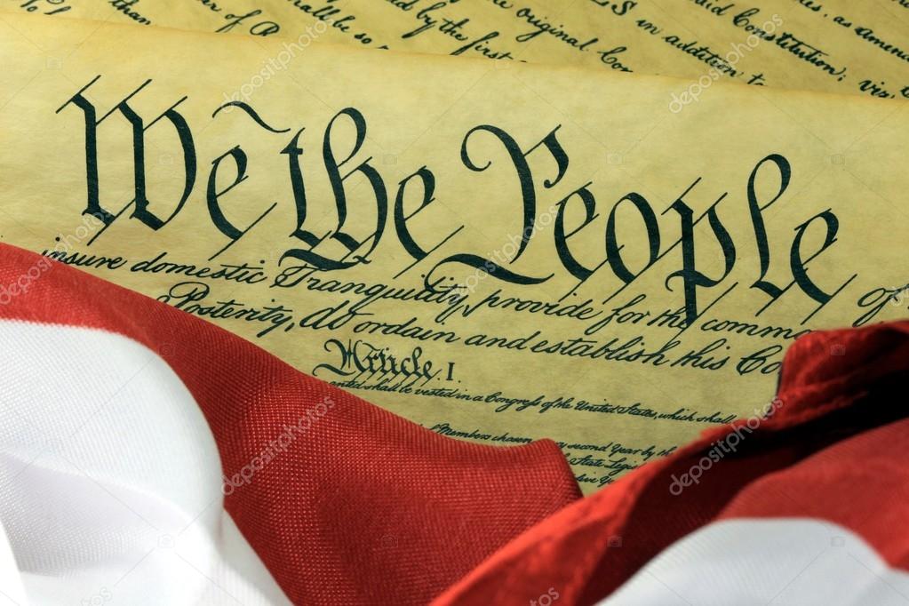 Historical Document US Constitution - We The People with American Flag ...