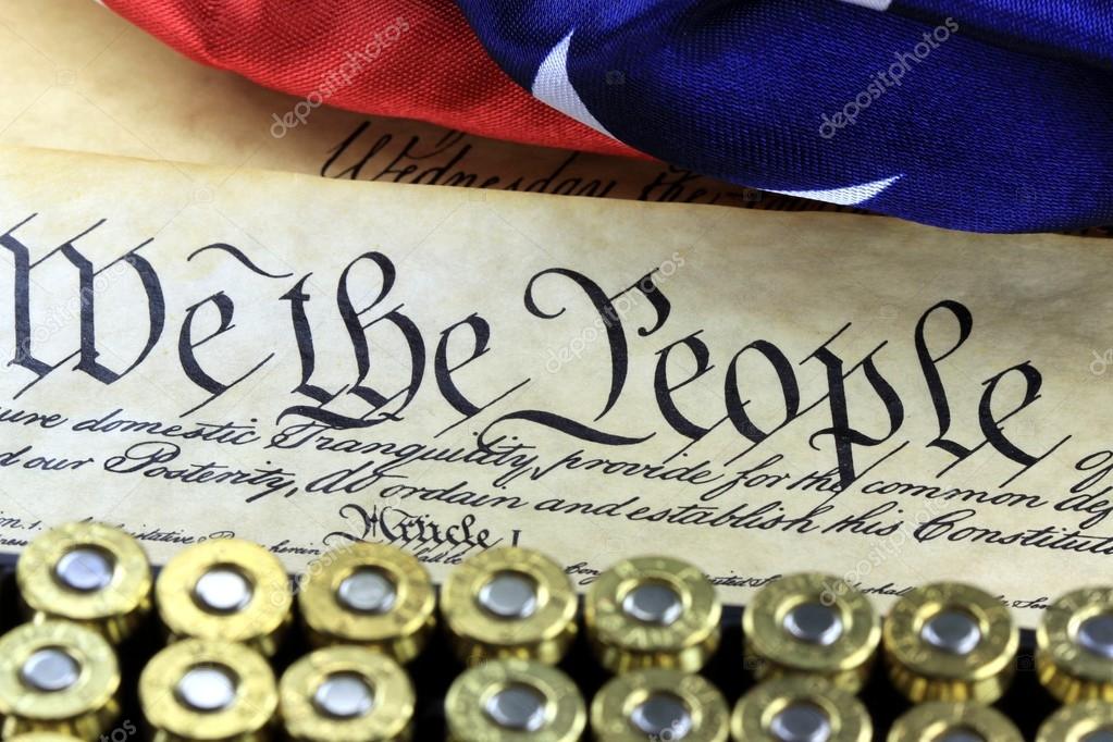 Ammunition on US Constitution - The Right to Bear Arms — Stock Photo ...
