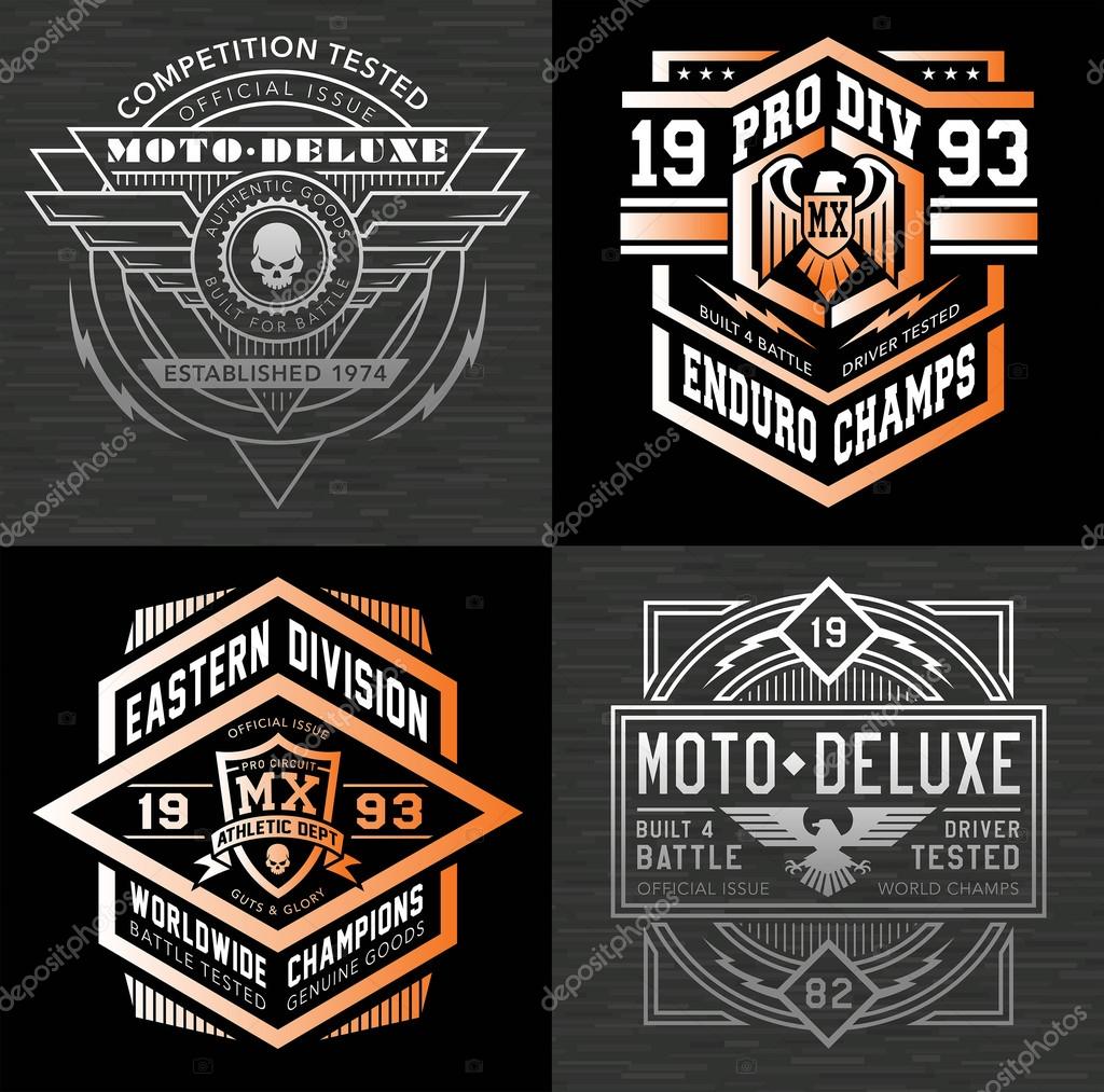 Motor sports emblem graphics set — Stock Vector © Vector835 #105660858