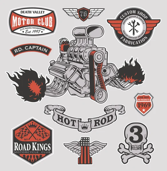 Vintage motorsport emblem t-shirt graphic set — Stock Vector ...