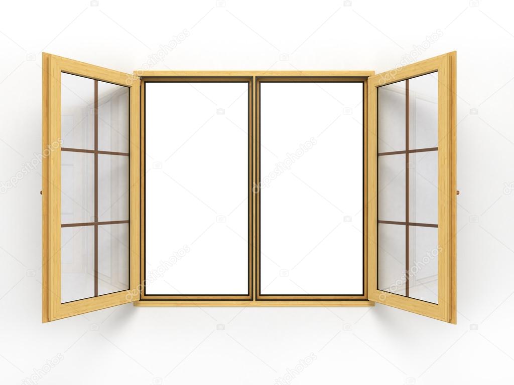 Open wooden window isolated on white Stock Photo by ©NosorogUA 96319936