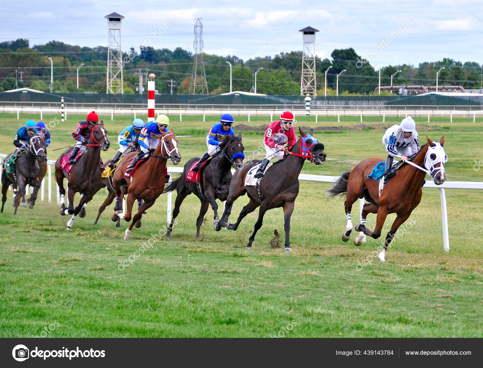 Great Turf Racing Photo Form Parx Pennsylvania Derby Day Jockey — Stock ...