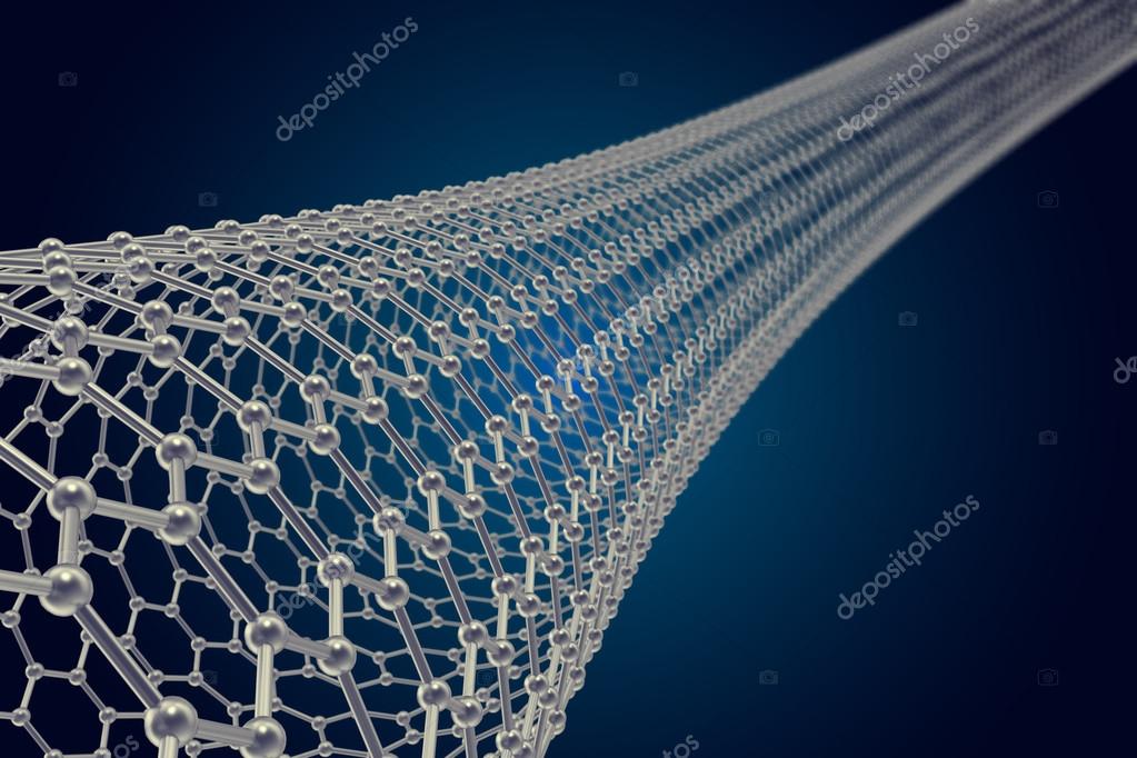 The structure of the graphene tube of nanotechnology. 3d illustration ...