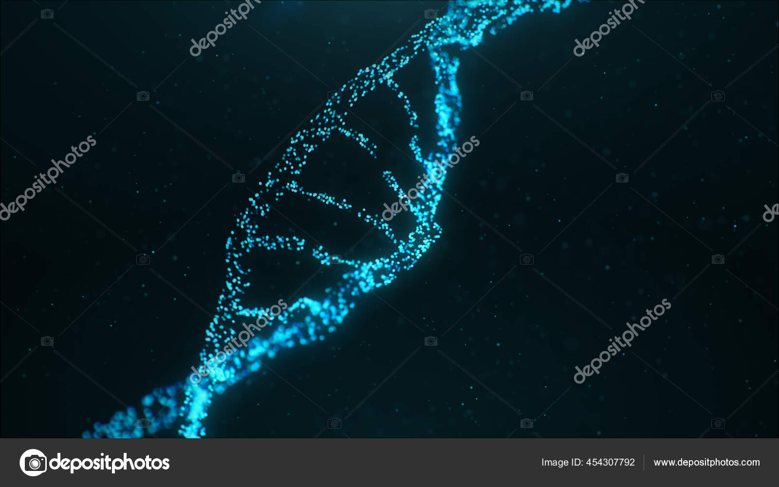 Abstract construction of a DNA molecule from particles. Concept ...