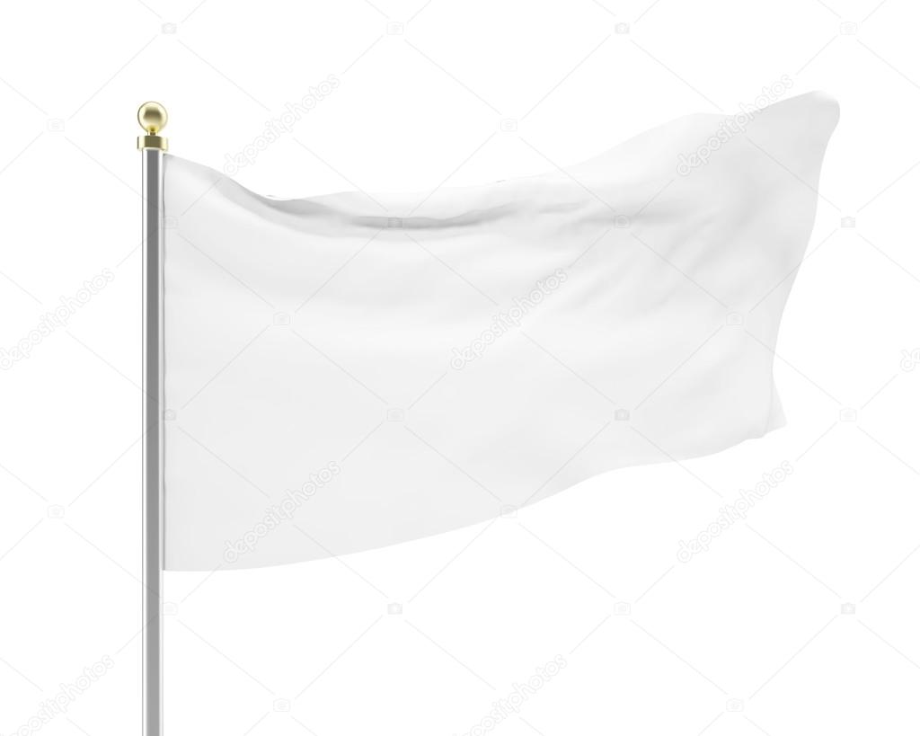 Llustration of an empty white flag developing isolated. High-resolution ...