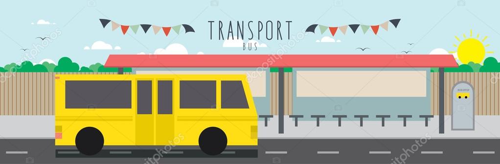 Bus Country Road Small Tawn Background Stock Vector Image by ...
