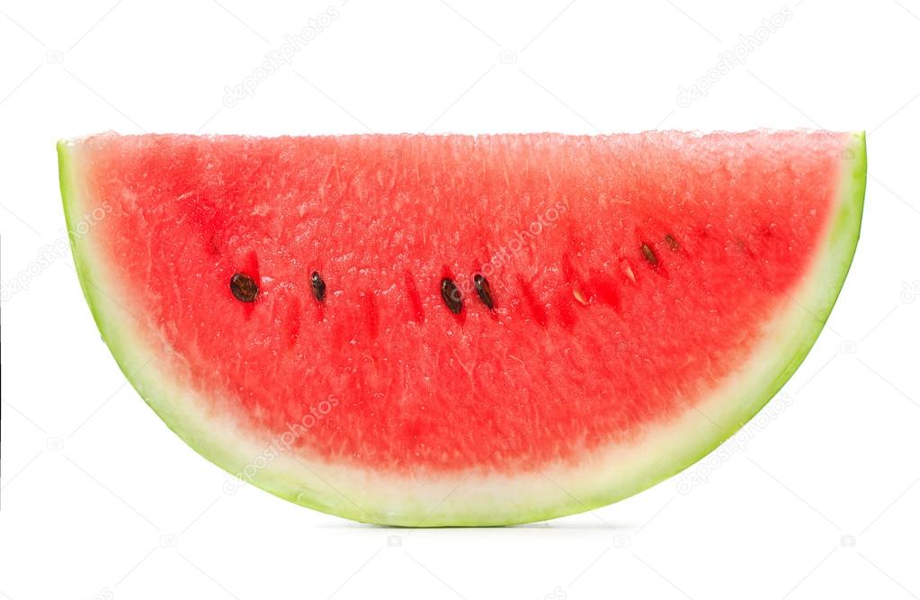 sola rebanada grande de sandía aislado sobre fondo blanco — Foto de ...