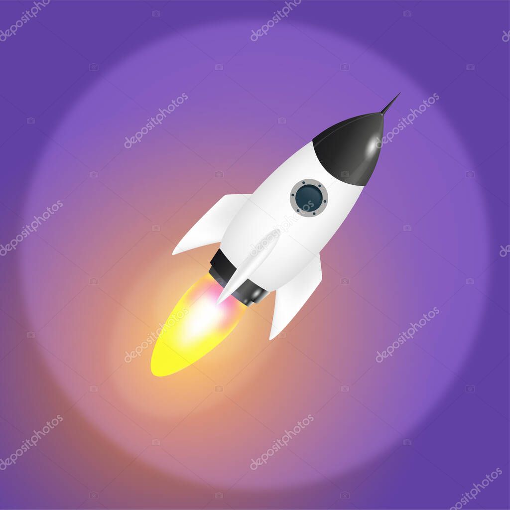 Cohete nave despegando ilustración con lanzadera voladora Viaje ...