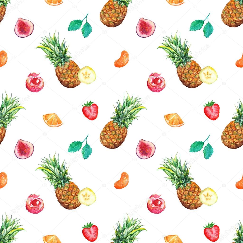 Clip Art Watercolor banana seamless pattern clipart Tropical fruit ...