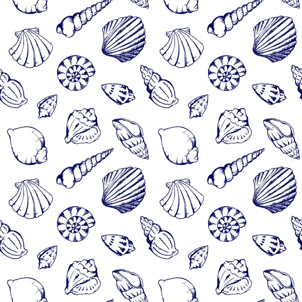 Monochrome sea shells vector seamless pattern texture background Stock ...