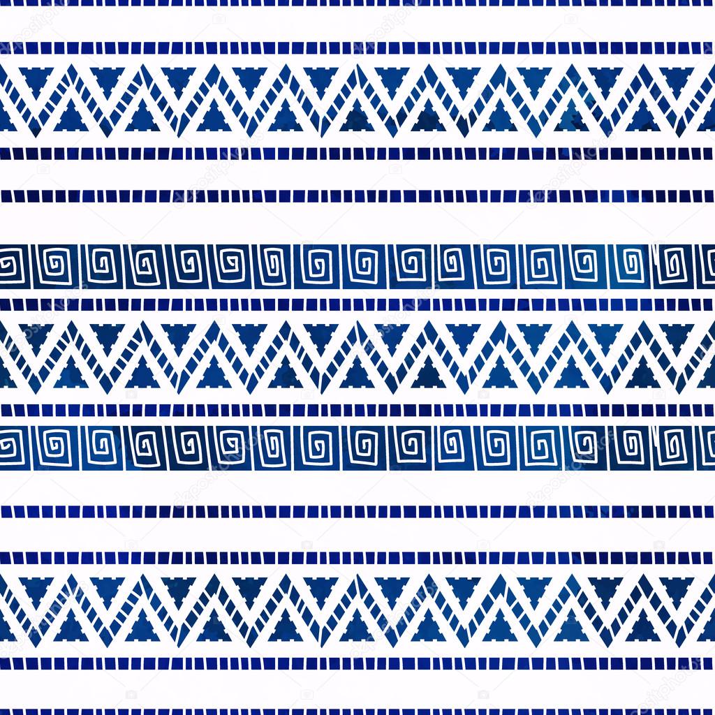 Seamless ethnic pattern. Vector illustration. The blue and white Stock ...