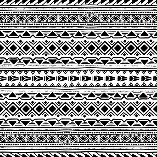 Seamless ethnic pattern. Black and white striped background. Azt ⬇ ...