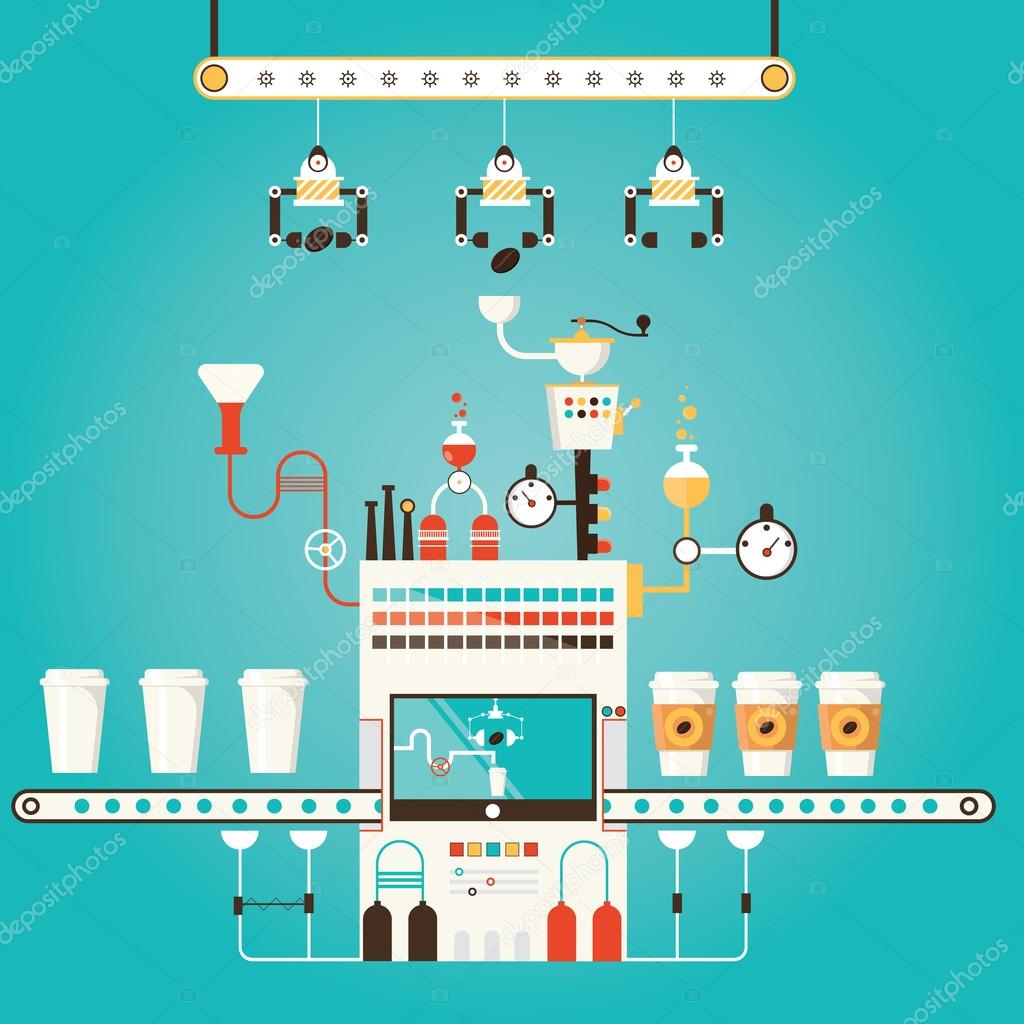 ilustraci n vectorial de la f brica de caf , industria del caf 2024