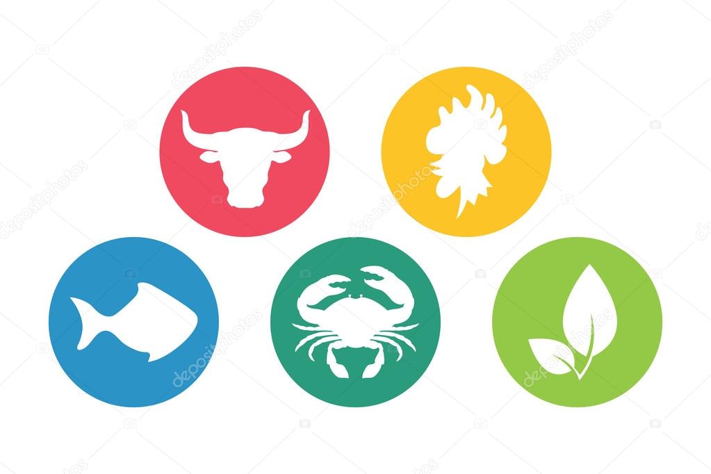 Food types flat icons silhouette set Stock Vector Image by ©ulyankin ...