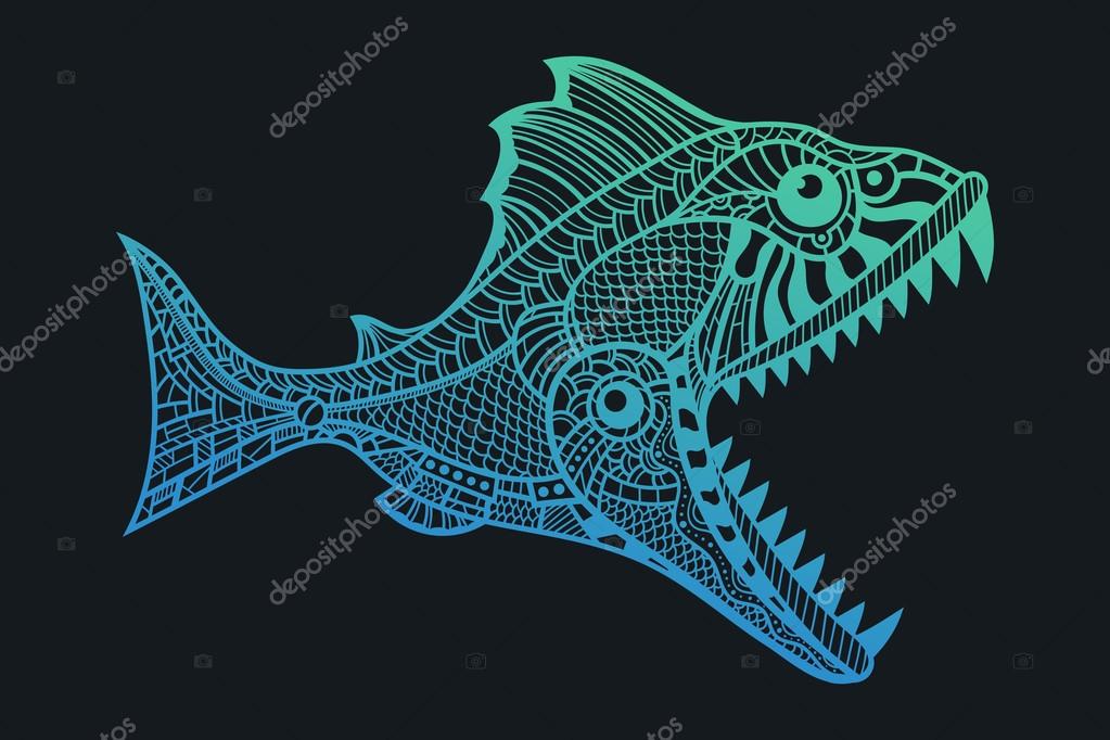 Deep water predator fish attacking Stock Vector by ©ulyankin 101386104