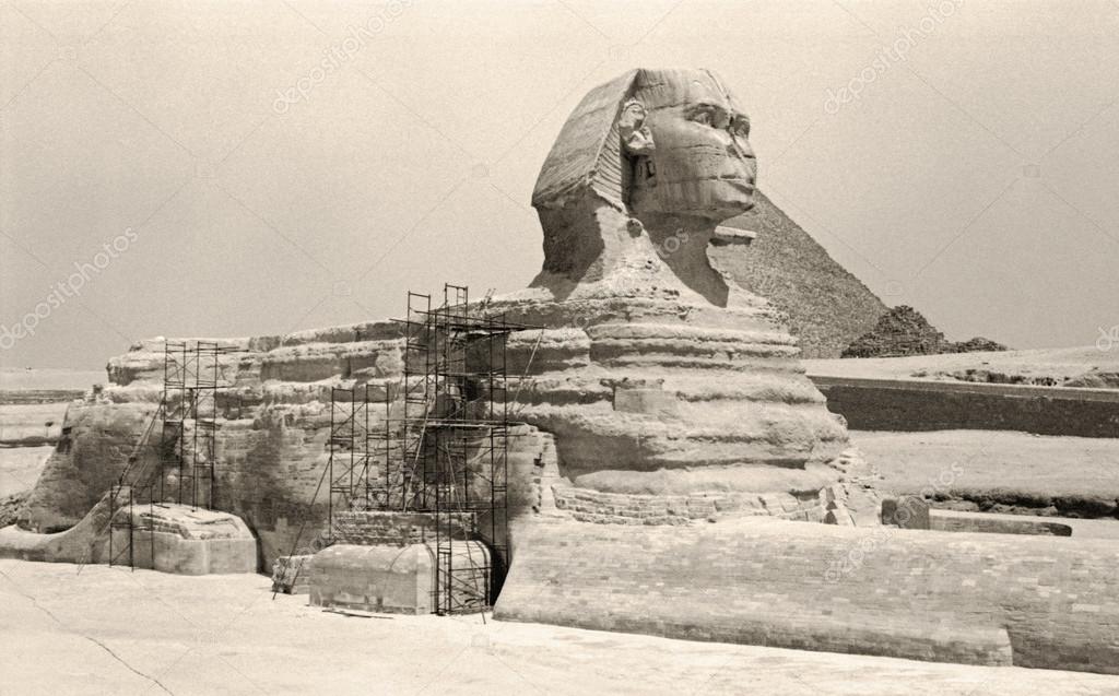 Retro Great Sphinx of Giza — Stock Photo © Lawcain #69232875