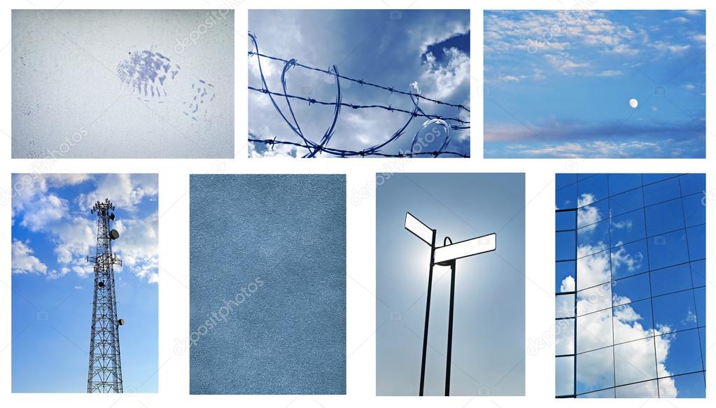 Blue Background Collage Stock Photo by ©Lawcain 71023163