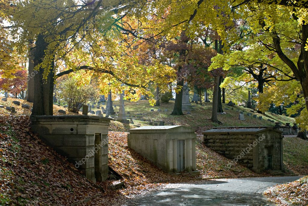 Hillside Mausoleums in Fall Stock Photo by ©Lawcain 77430180