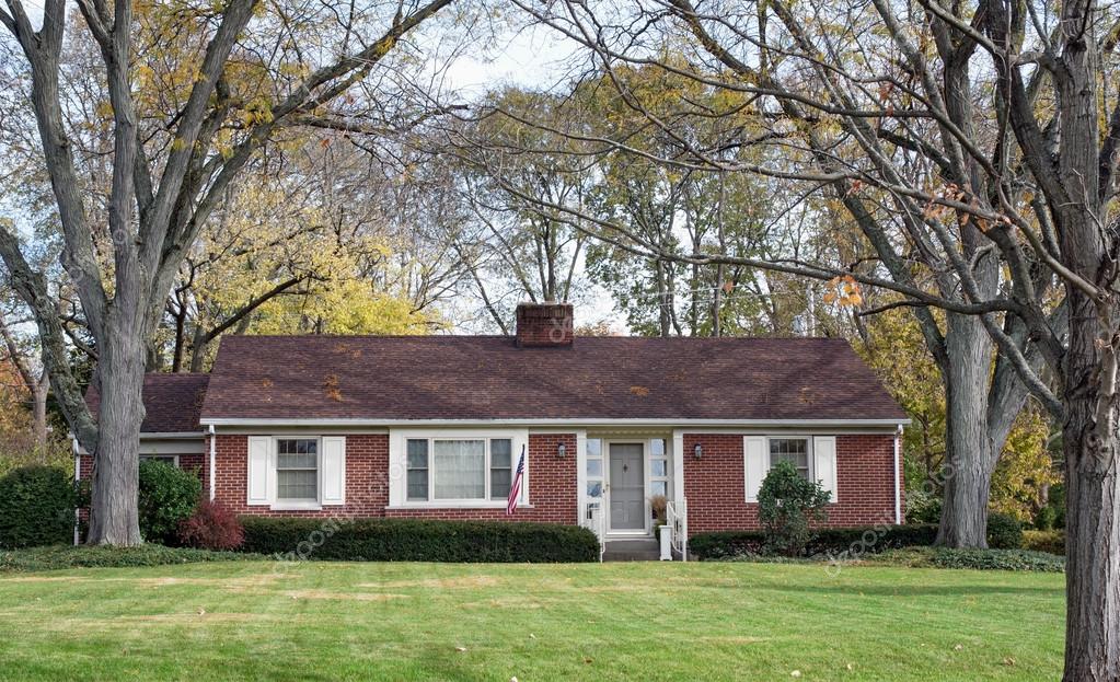Brick Ranch House in Wooded Setting — Stock Editorial Photo © Lawcain ...