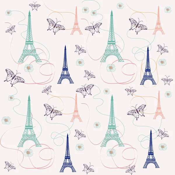 Seamless Paris pattern with Eiffel Tower and roses flowers. French ...
