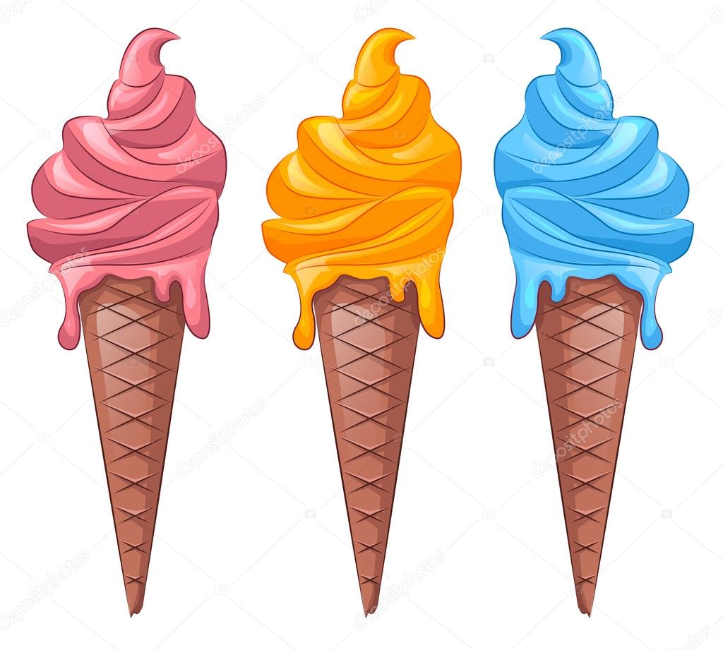 Conjunto de helados de dibujos animados . vector, gráfico vectorial ...