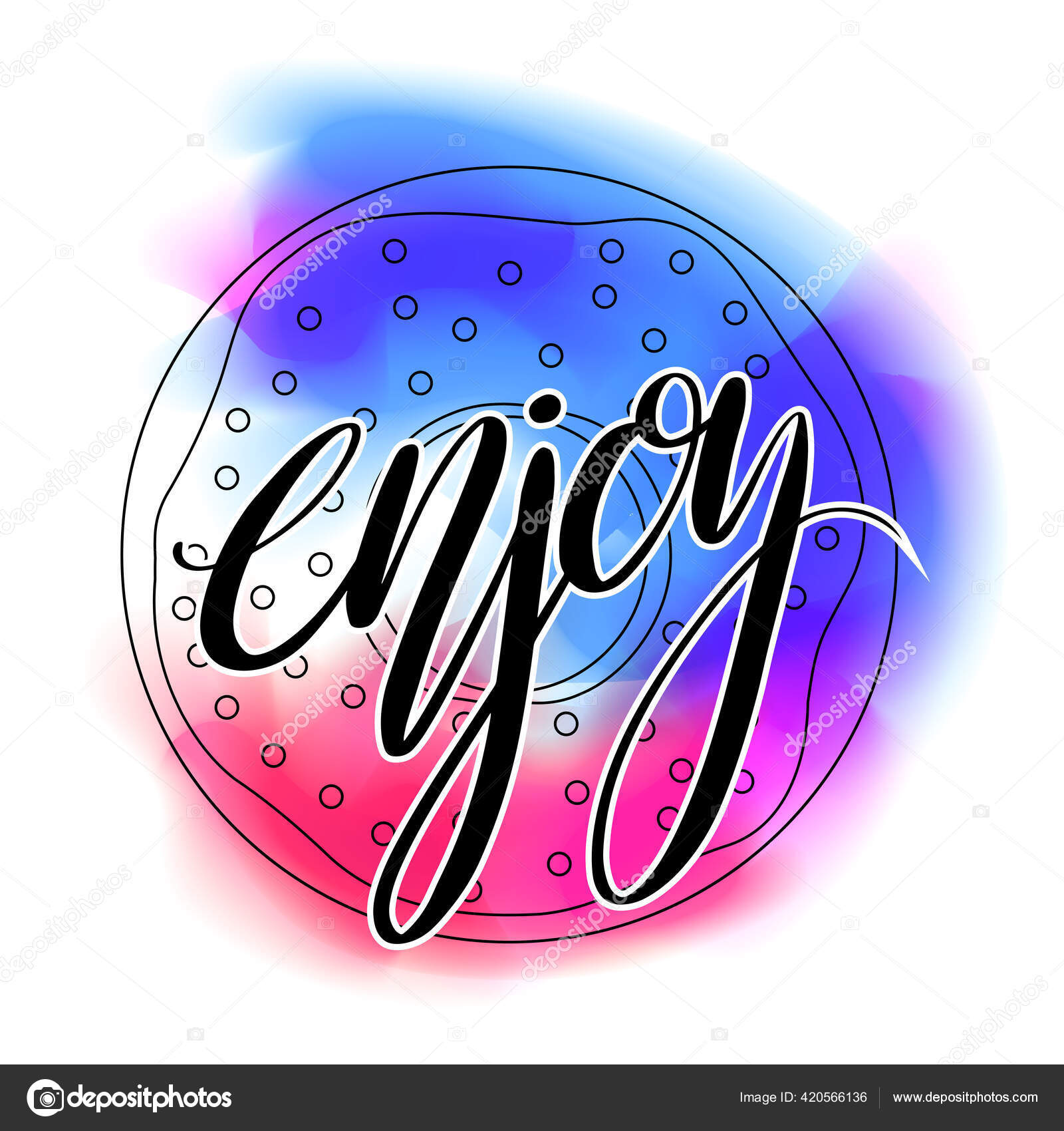 Enjoy Contour Illustration Donut Neon Multicolored Color Spots ...