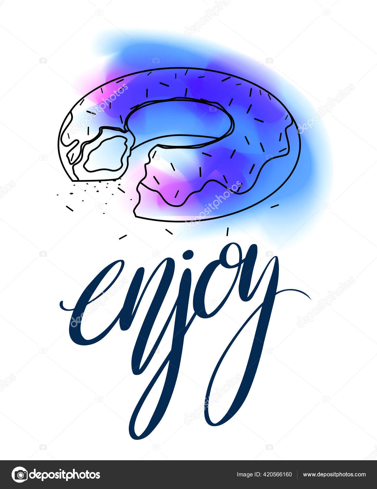 Enjoy Contour Illustration Isometry Donut Multicolored Color Spots ...